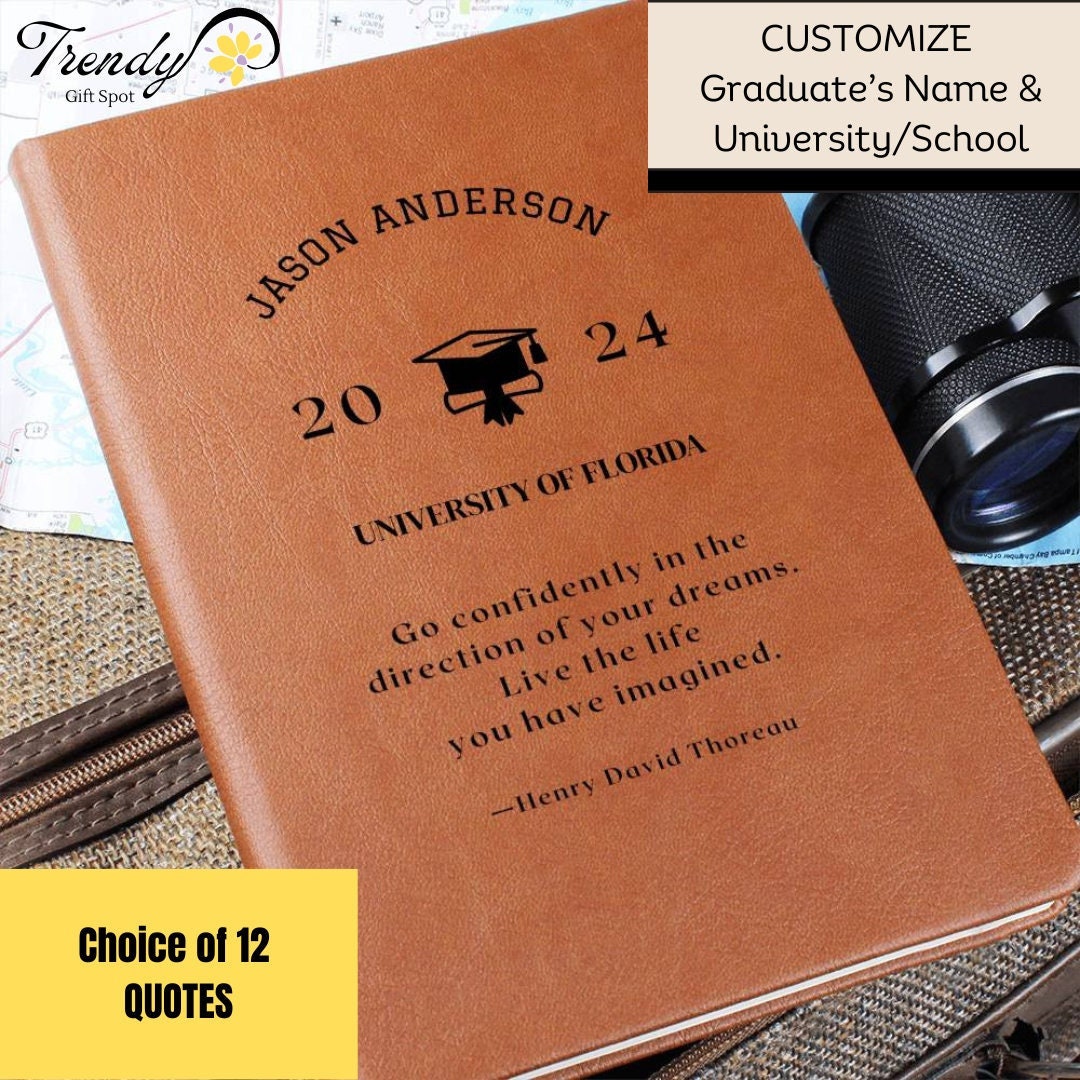 Graduation Gift-personalized Graduation Leather Journal With Quote-gift ...