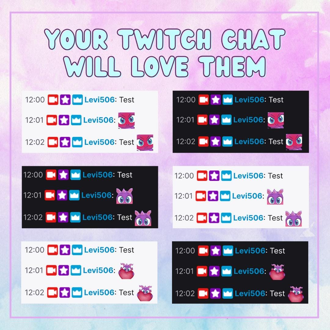 Purple Dragon Cute Twitch/discord Emotes Mystic Dragon Expressions ...