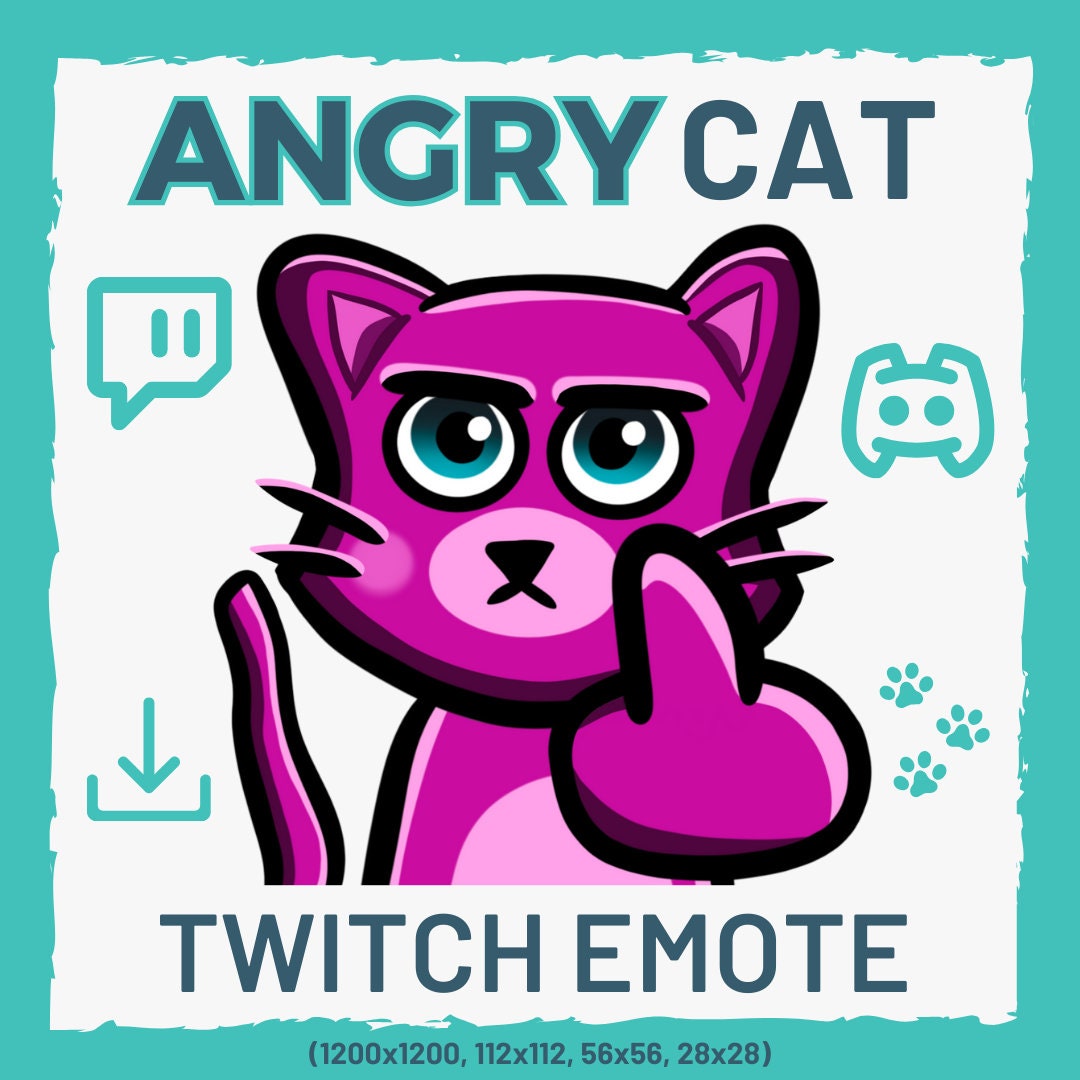 Funny Cat Emote Pink Cat Emoji Twitch Cat Cute Cat Emote Twitch Emote ...