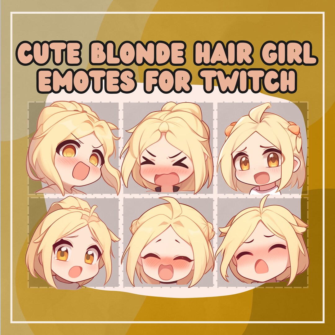 Cute Blonde Hair Girl Anime Twitch/discord Emotes Instant Download ...