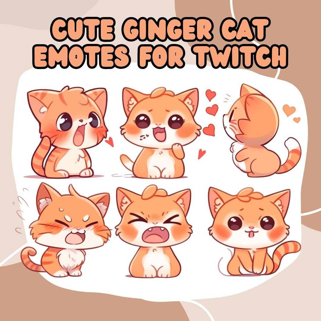Ginger Anime Cat Twitch Emotes Bundle | Instant Download | Multiple ...