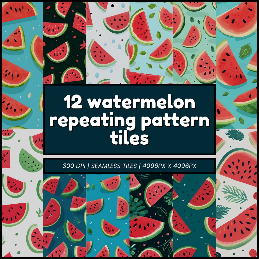 Watermelon Seamless Design Tile Patterns | Repeating Patterns | Set of ...