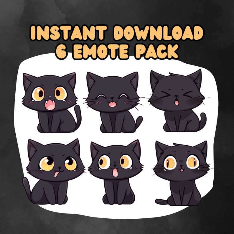 Black Cat Anime Twitch Emotes Bundle | Instant Download | Multiple ...
