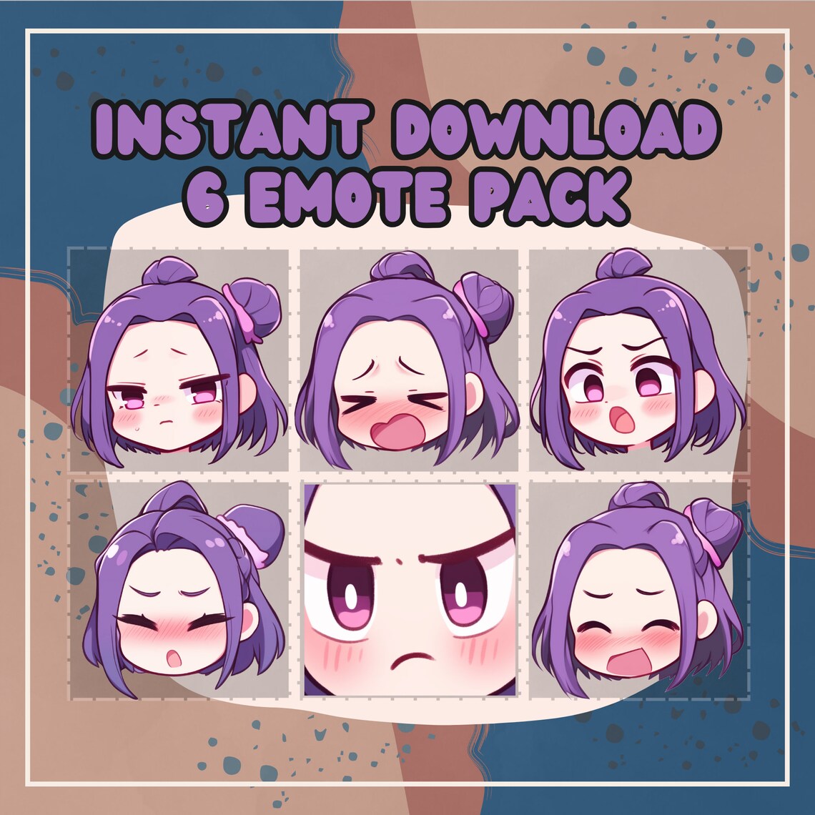 Purple Hair Girl Anime Twitch/discord Emotes | Instant Download ...