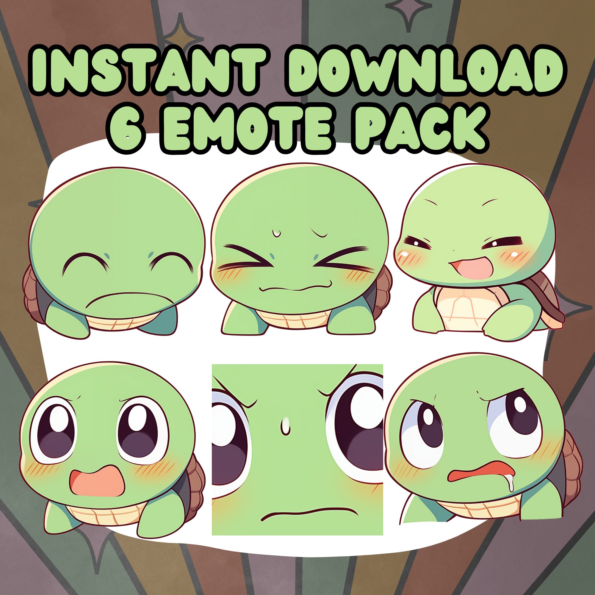 Cute Turtle Twitch/discord Emotes | Instant Download | Multi Sizes ...