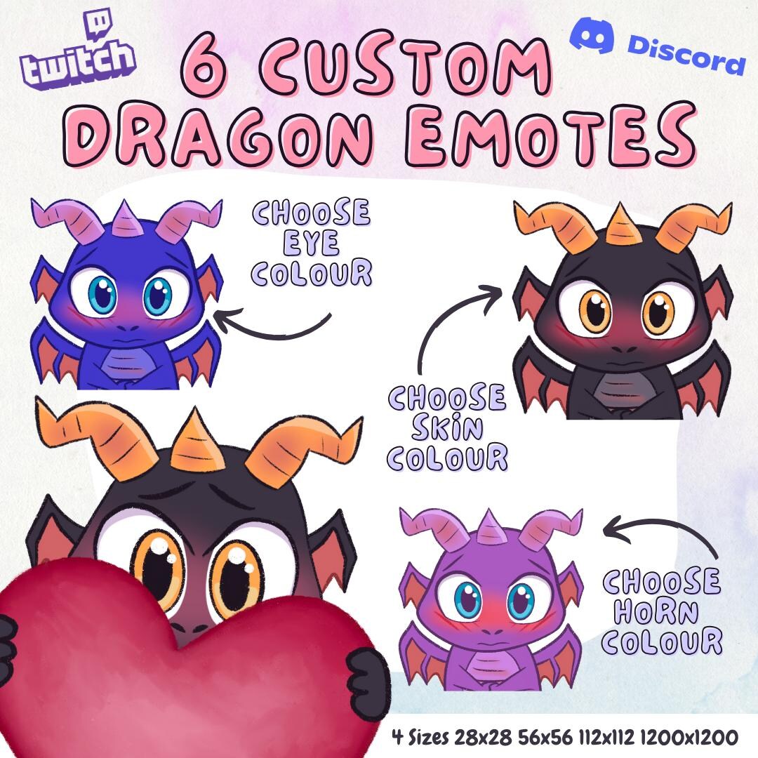 Custom Dragon Emote for Twitch Customisable Dragon Emote Customizable ...