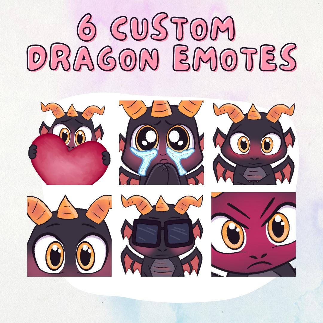 Custom Dragon Emote for Twitch Customisable Dragon Emote Customizable ...