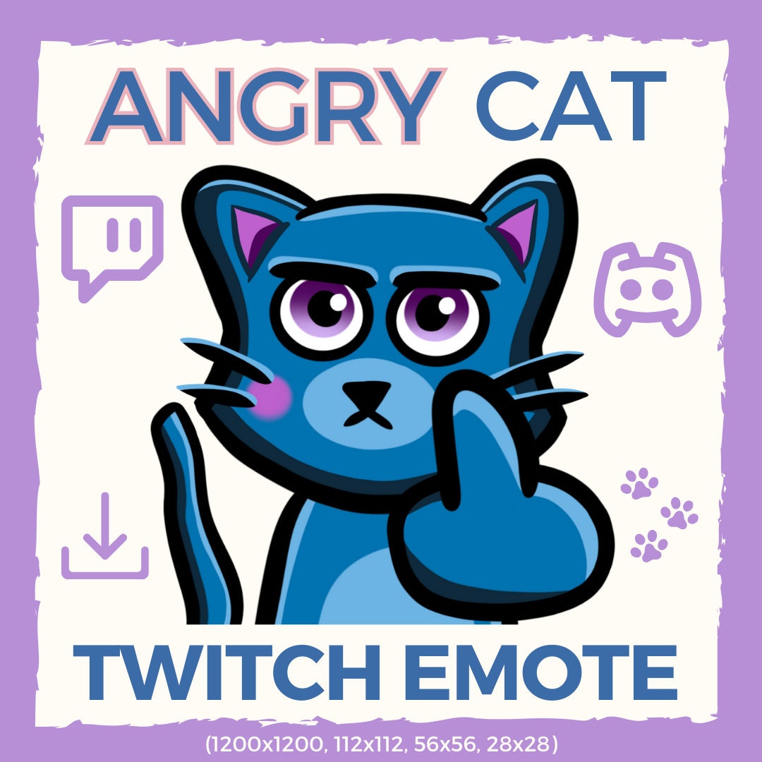 Funny Cat Emote Blue Cat Emoji Twitch Cat Cute Cat Emote Twitch Emote Cat Being Silly Fed up Cat ...