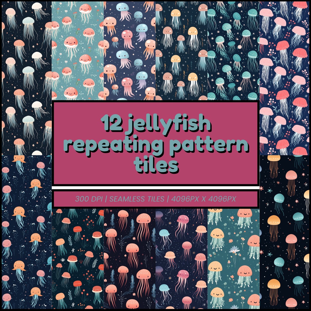 Jellyfish Seamless Design Tile Patterns | Repeating Patterns | Set of ...