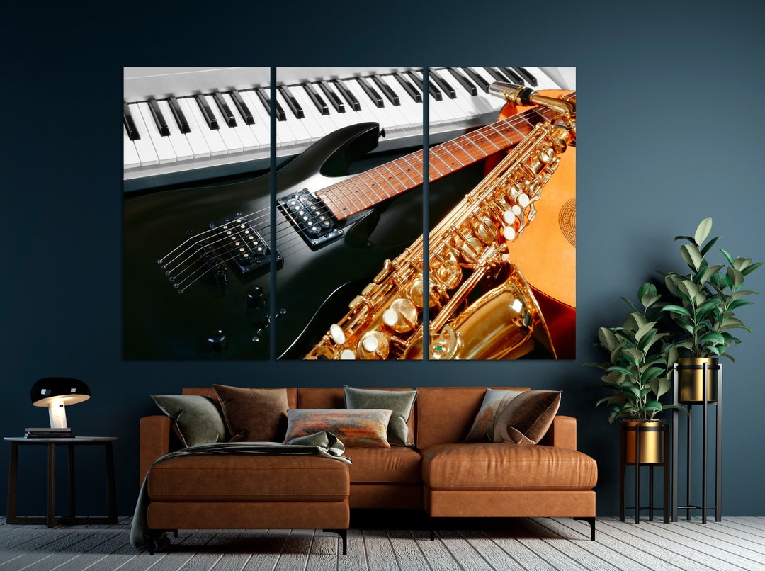 Jazz Inspired Art Print Musical Instruments Canvas Wall Art Music ...