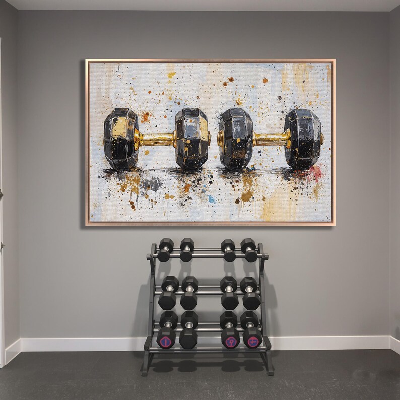 Dumbbell Abstract Art: Framed Canvas Print, Gym Decor - Etsy