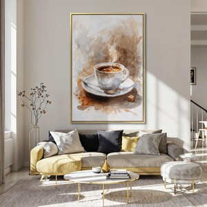 Coffee Canvas Wall Art Coffee Cup Print Elegant Beverage Watercolor ...