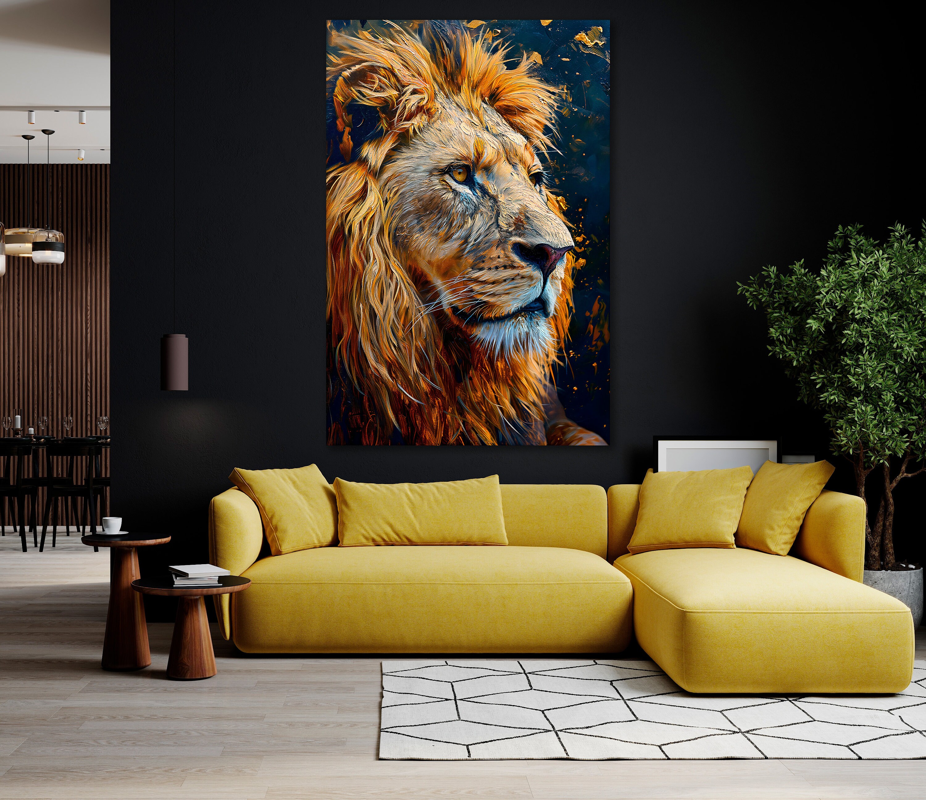 Mesmerizing Lion Portrait Print Lion Head Painting Canvas Wall Art King ...