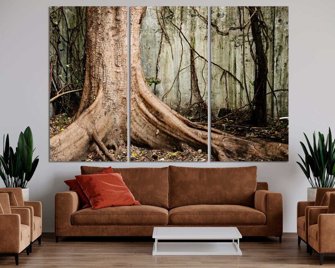 Big Old Tree Print Ancient Wood Roots Canvas Wall Art Large Modern ...