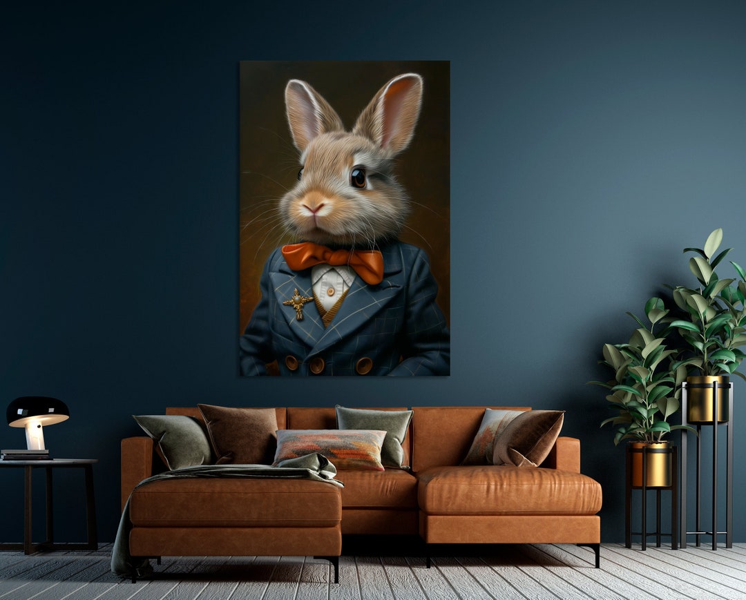 Victorian Rabbit Art Print Dapper Bunny in Suit Canvas Wall Art ...