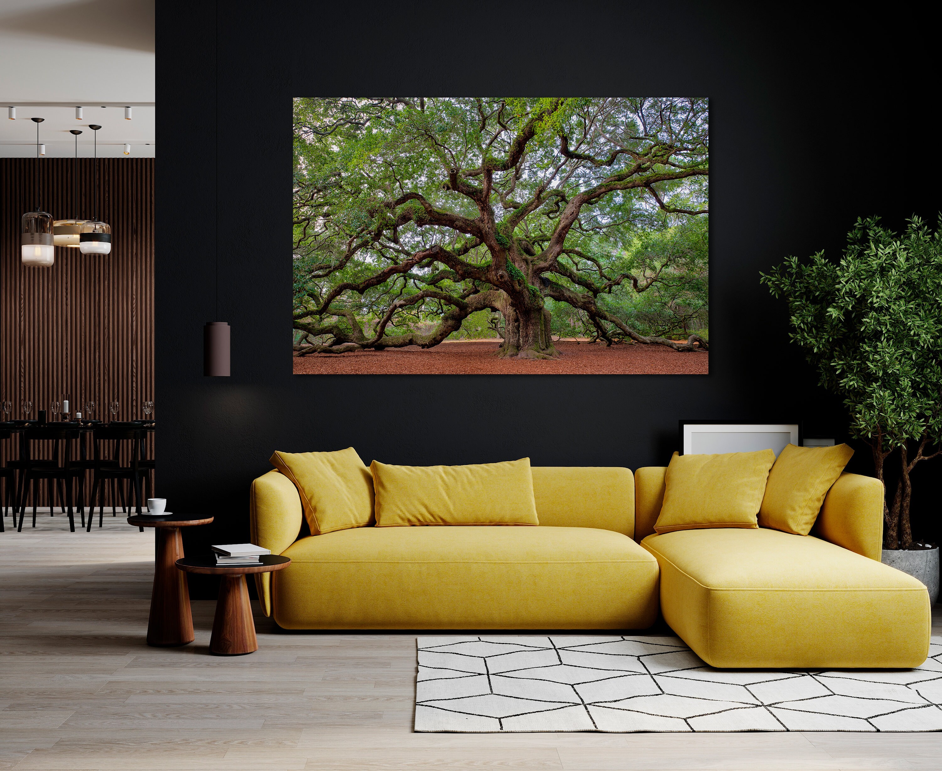 Old Southern Live Oak Print Ancient Tree With Expansive Branches Canvas ...