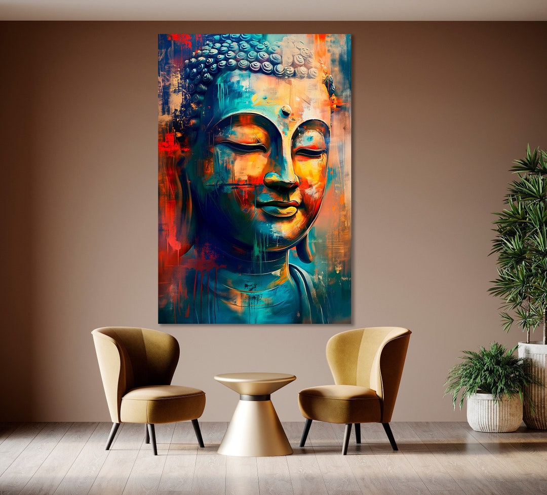 Modern Buddha Painting Print Large Meditation Canvas Wall Spiritual ...