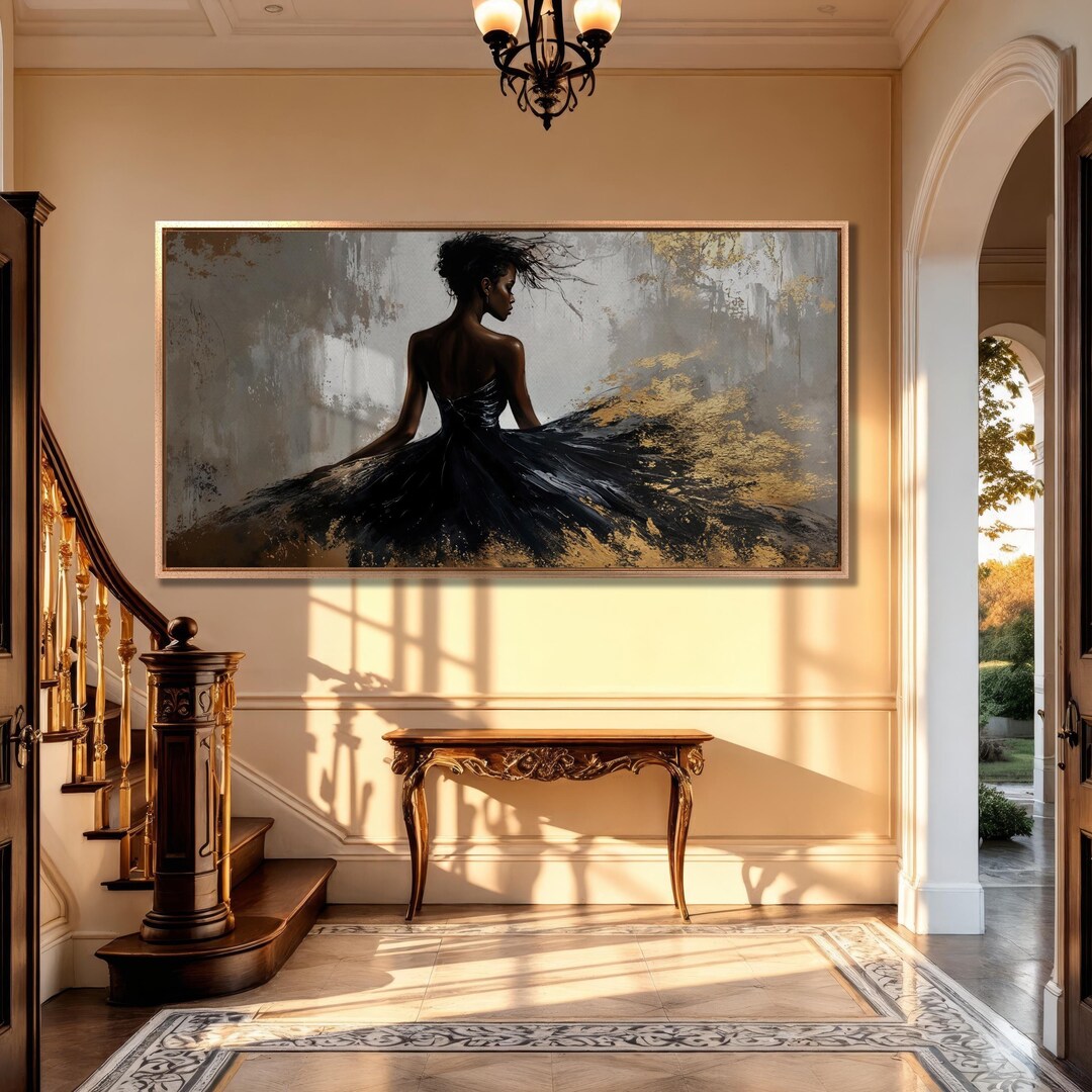 Abstract Woman in Black Dress Canvas Print: Fashion Wall Art - Etsy