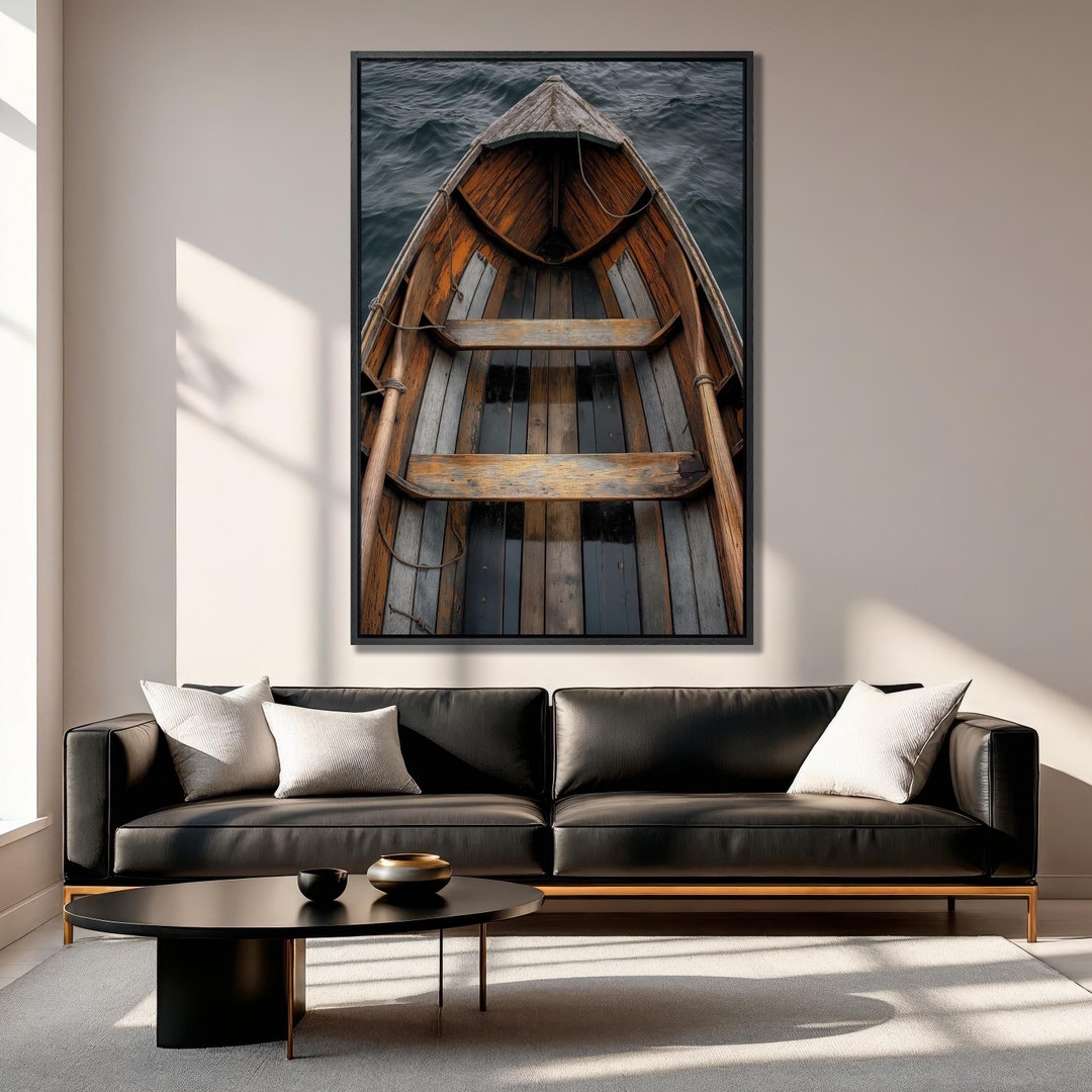 Rustic Wooden Rowboat Canvas Print: Vintage Nautical Wall Art - Etsy