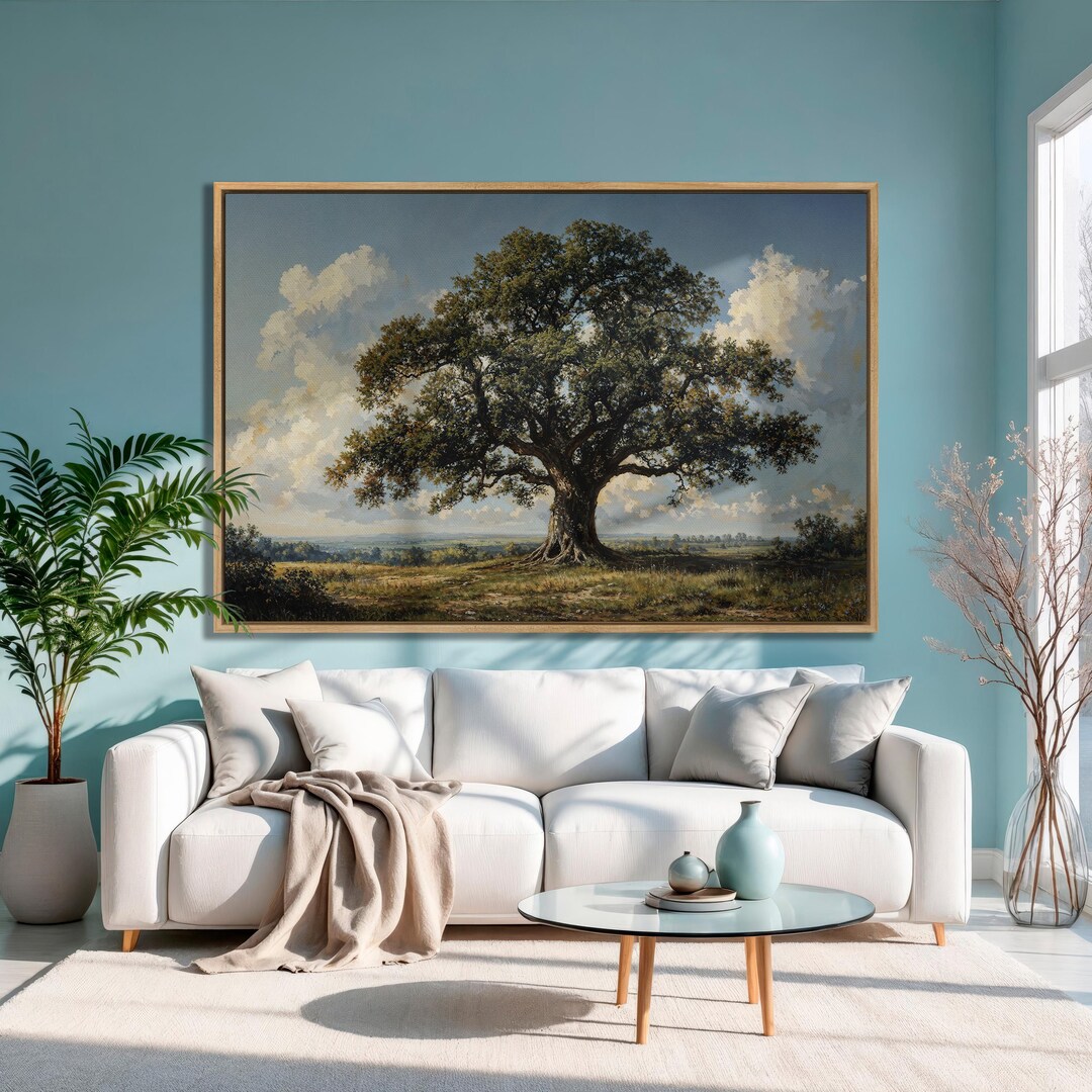 Majestic Oak Tree - Framed Canvas Print, Extra Large Tree of Life Wall ...
