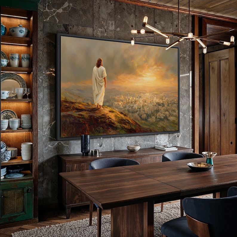 Jesus Overlooking Jerusalem Canvas | Framed Holy Land Art - Etsy