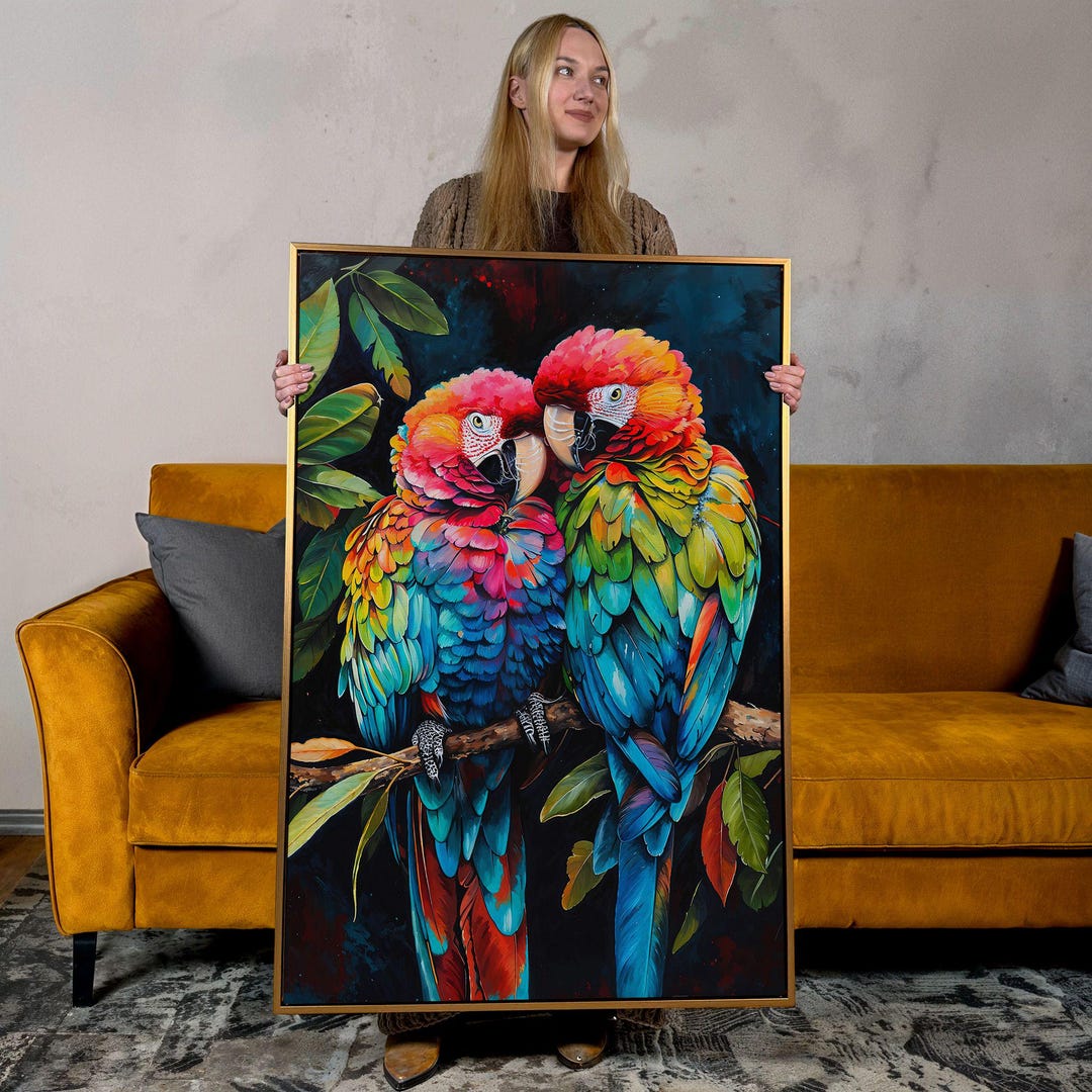 Colorful Macaws Canvas Print: Tropical Parrot Wall Art - Etsy