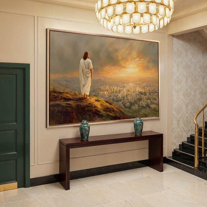 Jesus Overlooking Jerusalem Canvas | Framed Holy Land Art - Etsy
