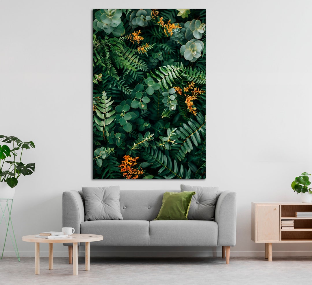 Lush Foliage Plants Canvas Wall Art Botanical Elegance Print Green ...