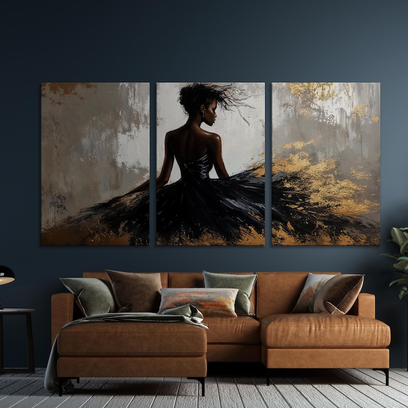 Abstract Woman in Black Dress Canvas Print: Fashion Wall Art - Etsy