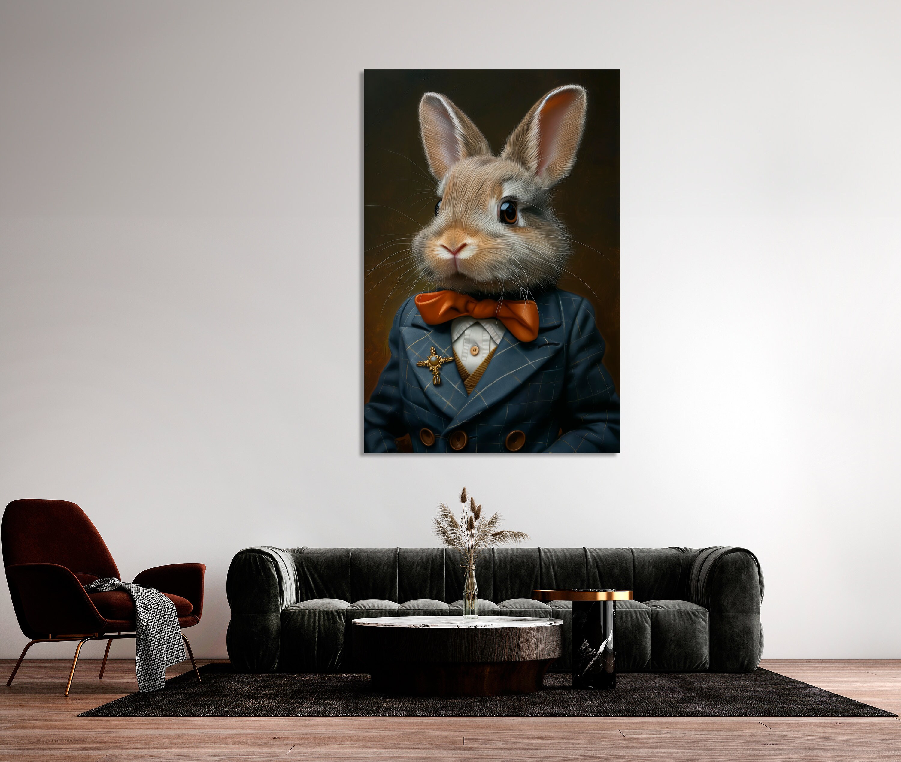 Victorian Rabbit Art Print Dapper Bunny in Suit Canvas Wall Art ...