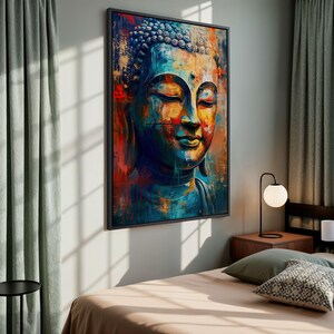 Modern Buddha Painting Print Large Meditation Canvas Wall Spiritual ...