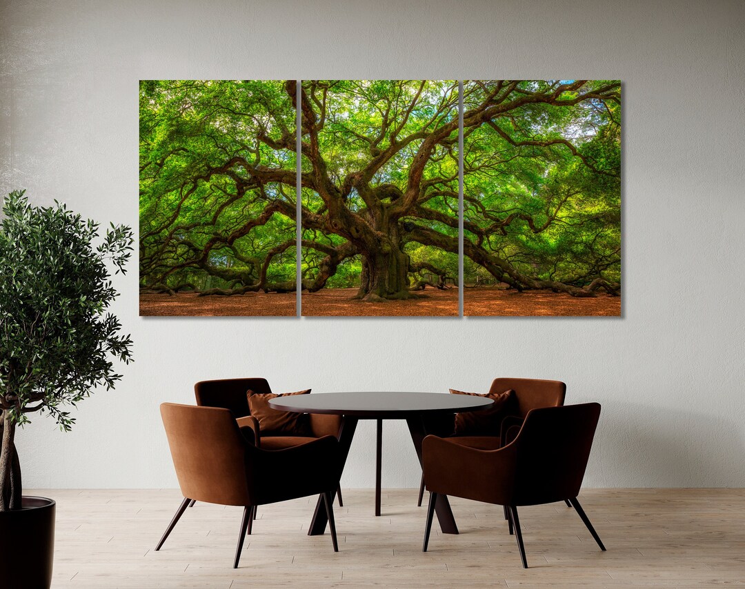 Green Tree Print Angel Oak Tree in Johns Island Canvas Wall Art, South ...