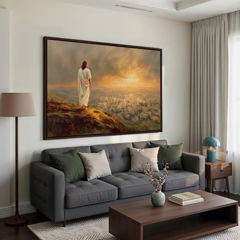 Jesus Overlooking Jerusalem Canvas | Framed Holy Land Art - Etsy
