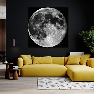 Majestic Full Moon Print Lunar Surface Canvas Wall Art Space Themed ...