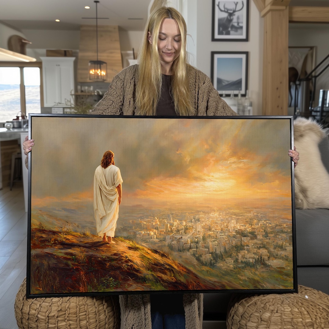 Jesus Overlooking Jerusalem Canvas | Framed Holy Land Art - Etsy