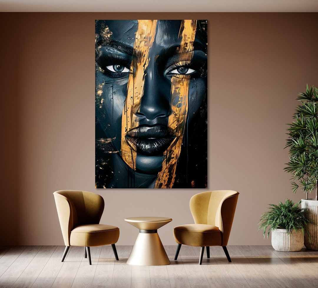 African Women Portrait Print Black Face Painting Canvas Wall Art Beauty ...