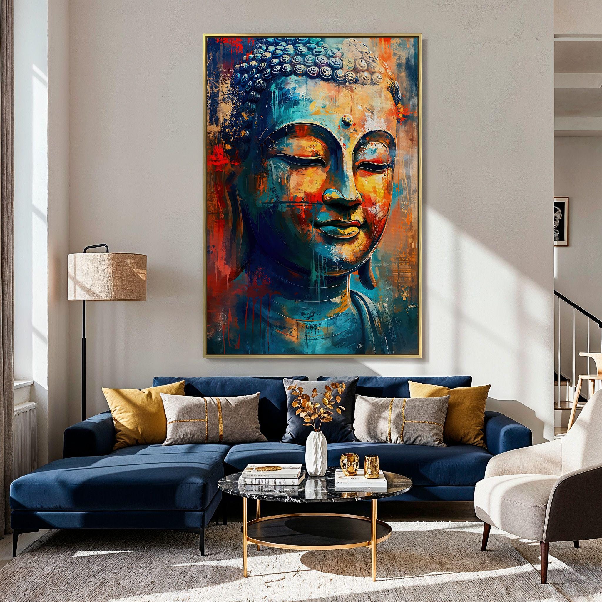 Modern Buddha Painting Print Large Meditation Canvas Wall Spiritual ...