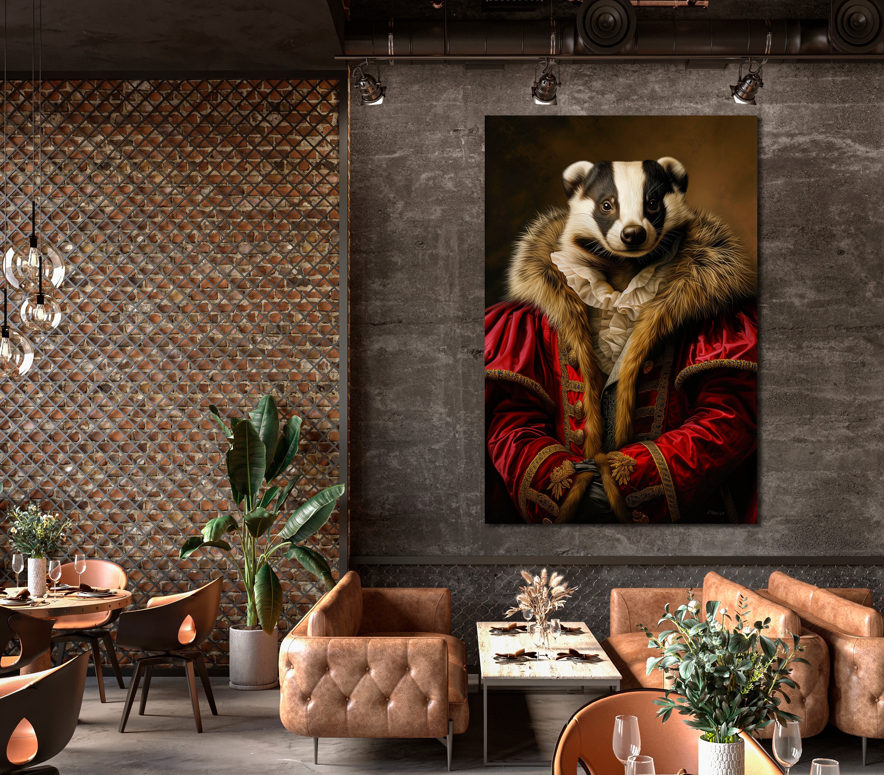 Funny Badger in Dapper Attire Print Whimsical Animal Canvas Wall Art ...