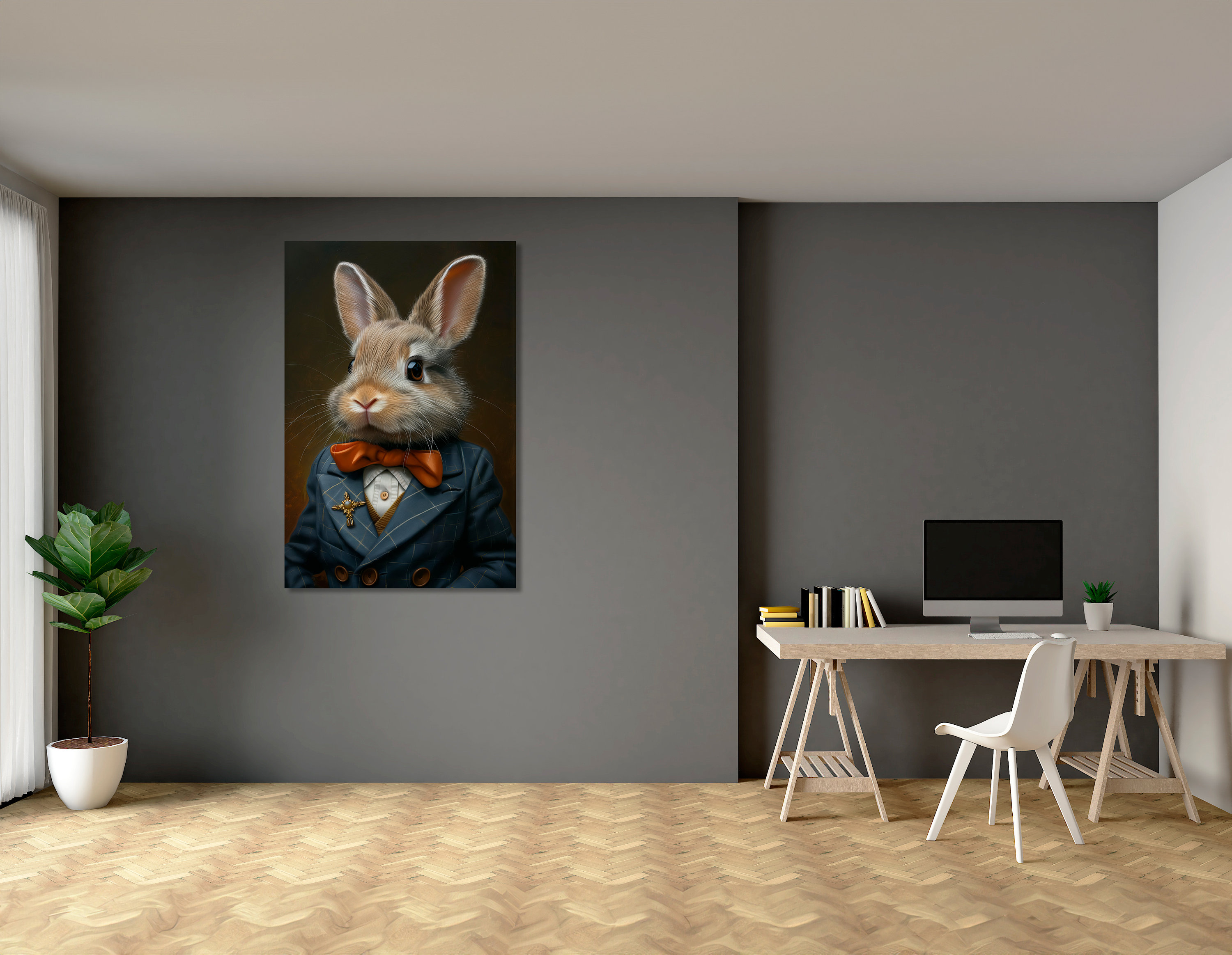 Victorian Rabbit Art Print Dapper Bunny in Suit Canvas Wall Art ...