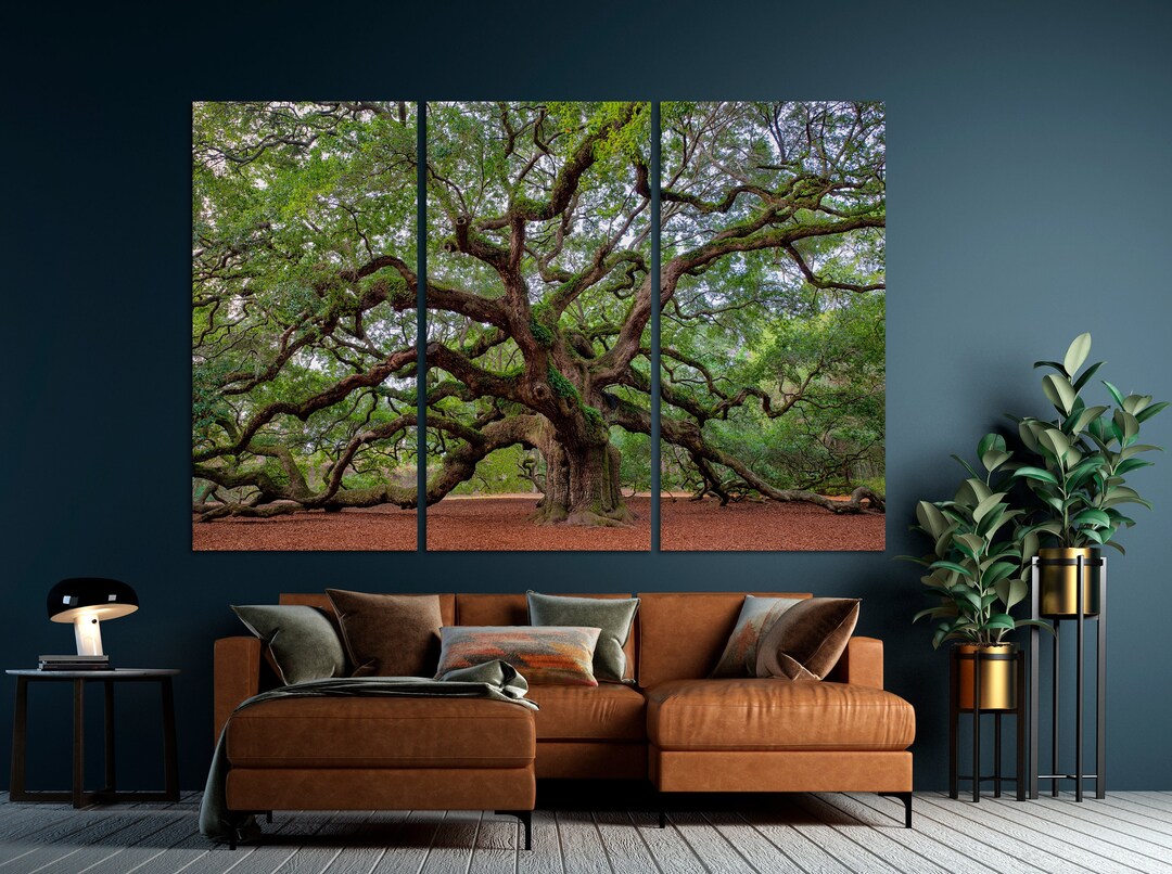 Old Southern Live Oak Print Ancient Tree With Expansive Branches Canvas ...