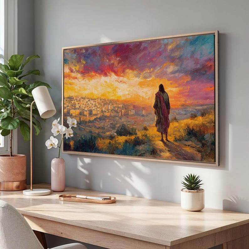 Jesus Overlooking Jerusalem Canvas Print | Christian Home Decor - Etsy