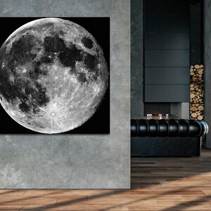 Majestic Full Moon Print Lunar Surface Canvas Wall Art Space Themed ...