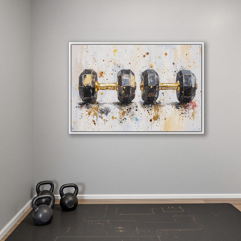 Dumbbell Abstract Art: Framed Canvas Print, Gym Decor - Etsy