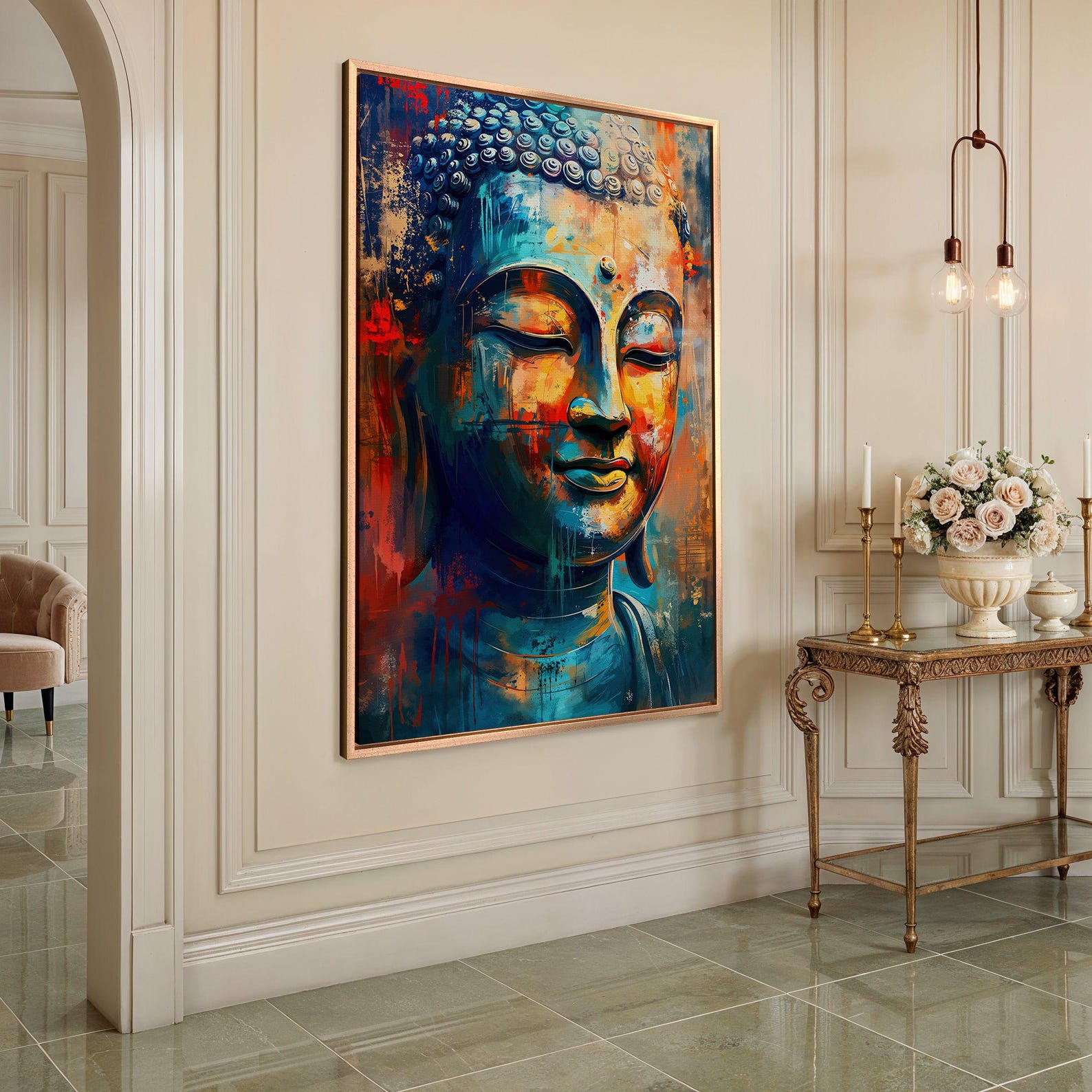 Modern Buddha Painting Print Large Meditation Canvas Wall Spiritual ...