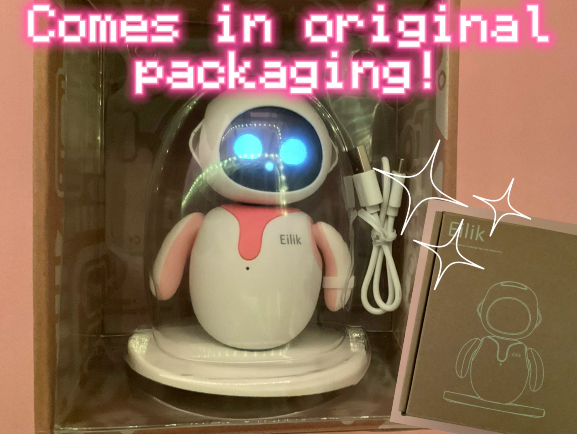Pink Eilik Robot Cute Desktop Robot With Hundreds of Facial Expressions ...
