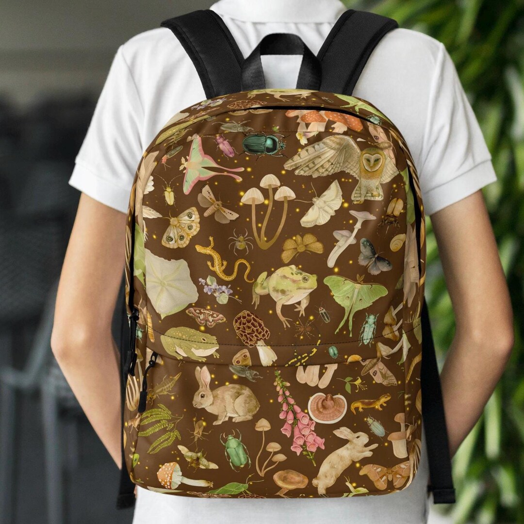 Forest Design Weatherproof Backpack Forestcore Travel Bag Goblincore ...