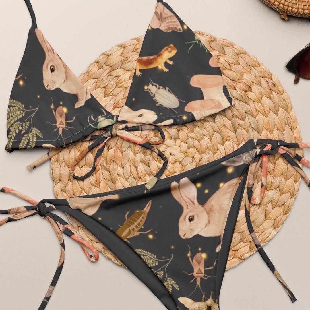 Dark Forest Fern Shroom Eco Bikini, Woodland Swimsuits, Insect Swimwear ...