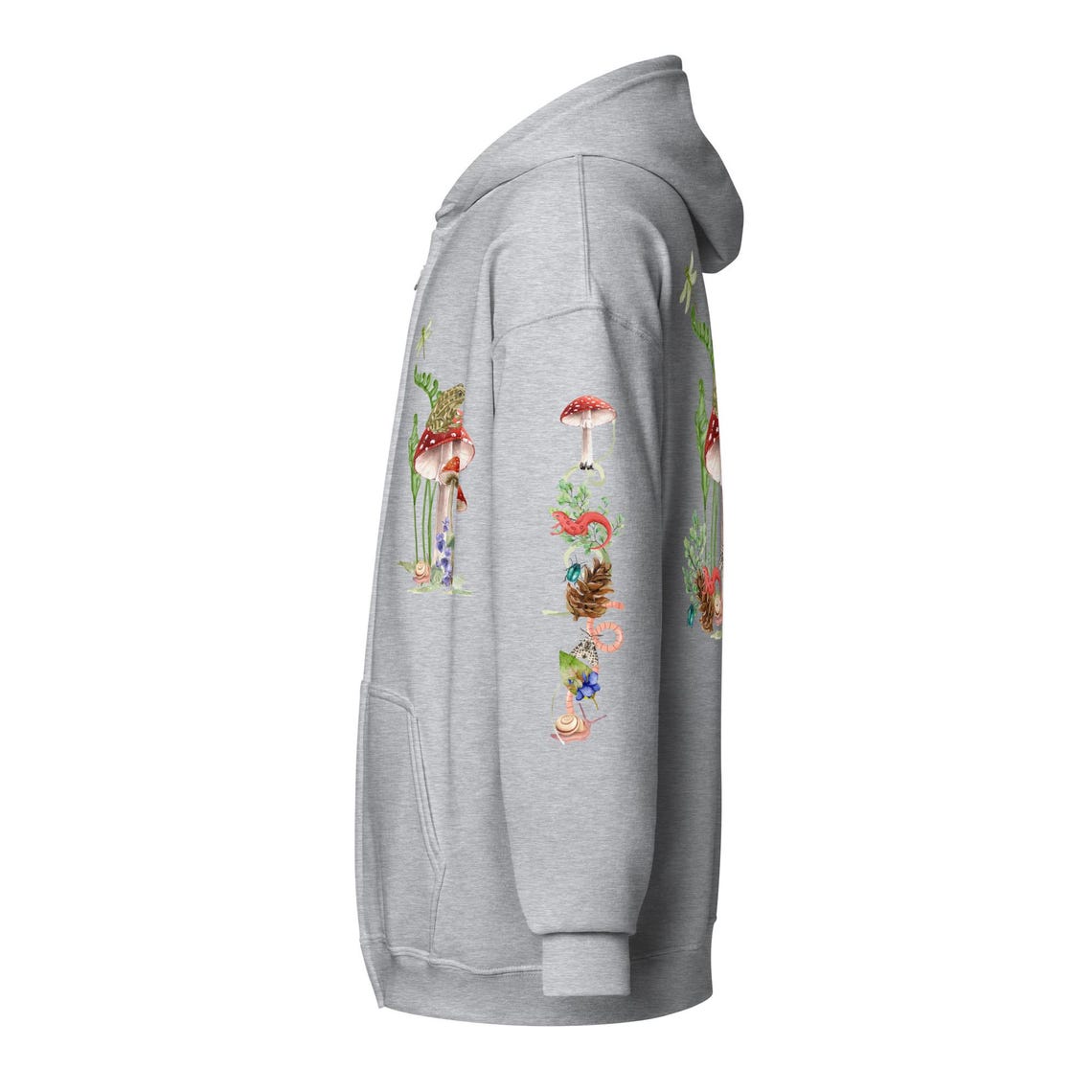 Frog and Mushroom Zip Hoodie: Cottagecore Forest Sweatshirt - Etsy