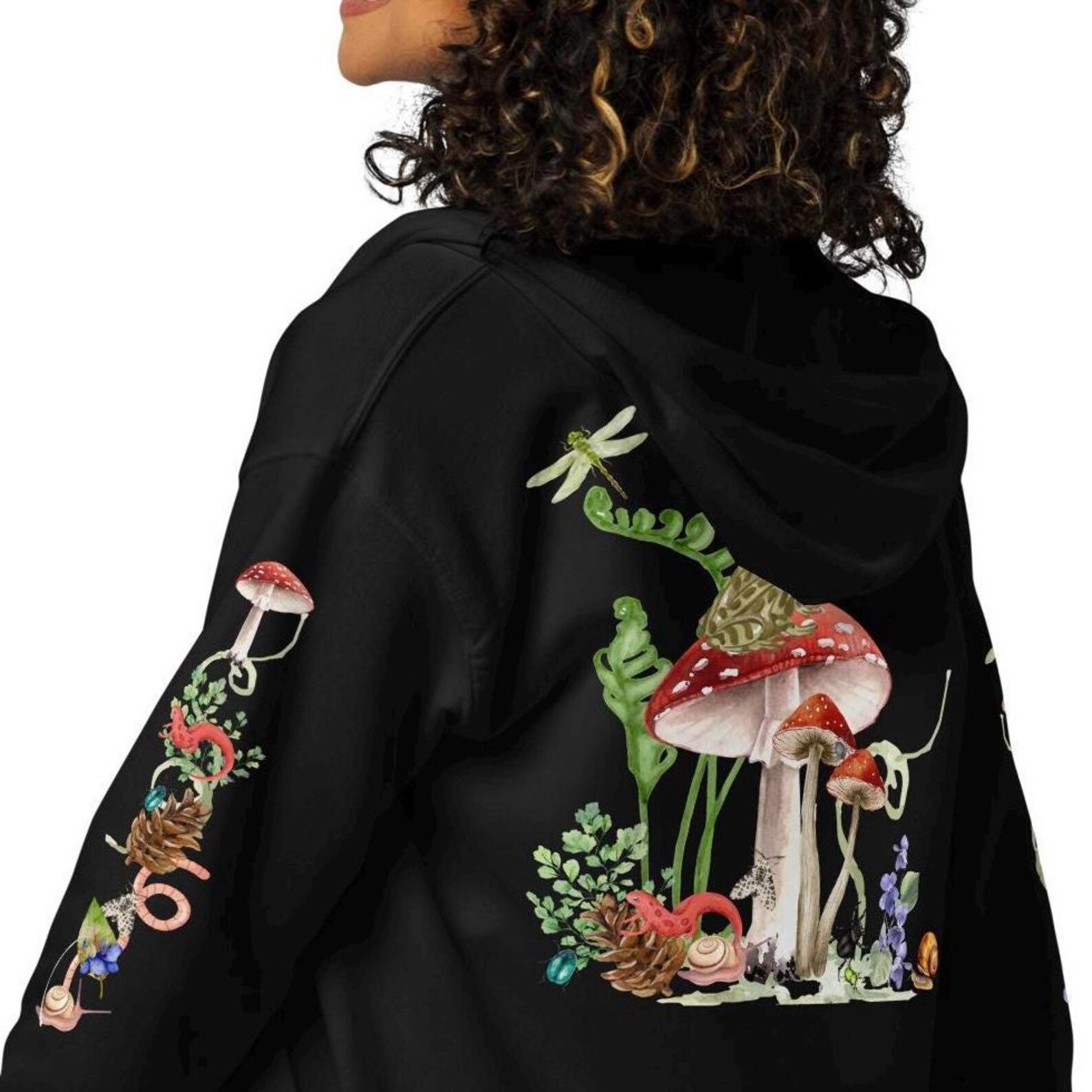 Frog and Mushroom Zip Hoodie: Cottagecore Forest Sweatshirt - Etsy