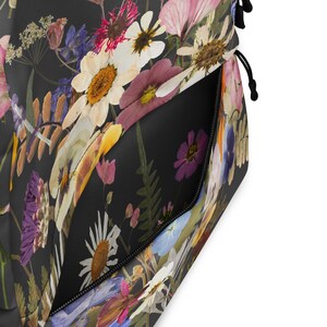 Pressed Flowers Weatherproof Backpack Cottagecore Poly Canvas Book Bag ...
